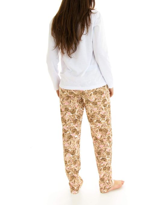 Pijama Feminino Lua Cheia Longo Urso Corações | Pijama Online - Pijama ...