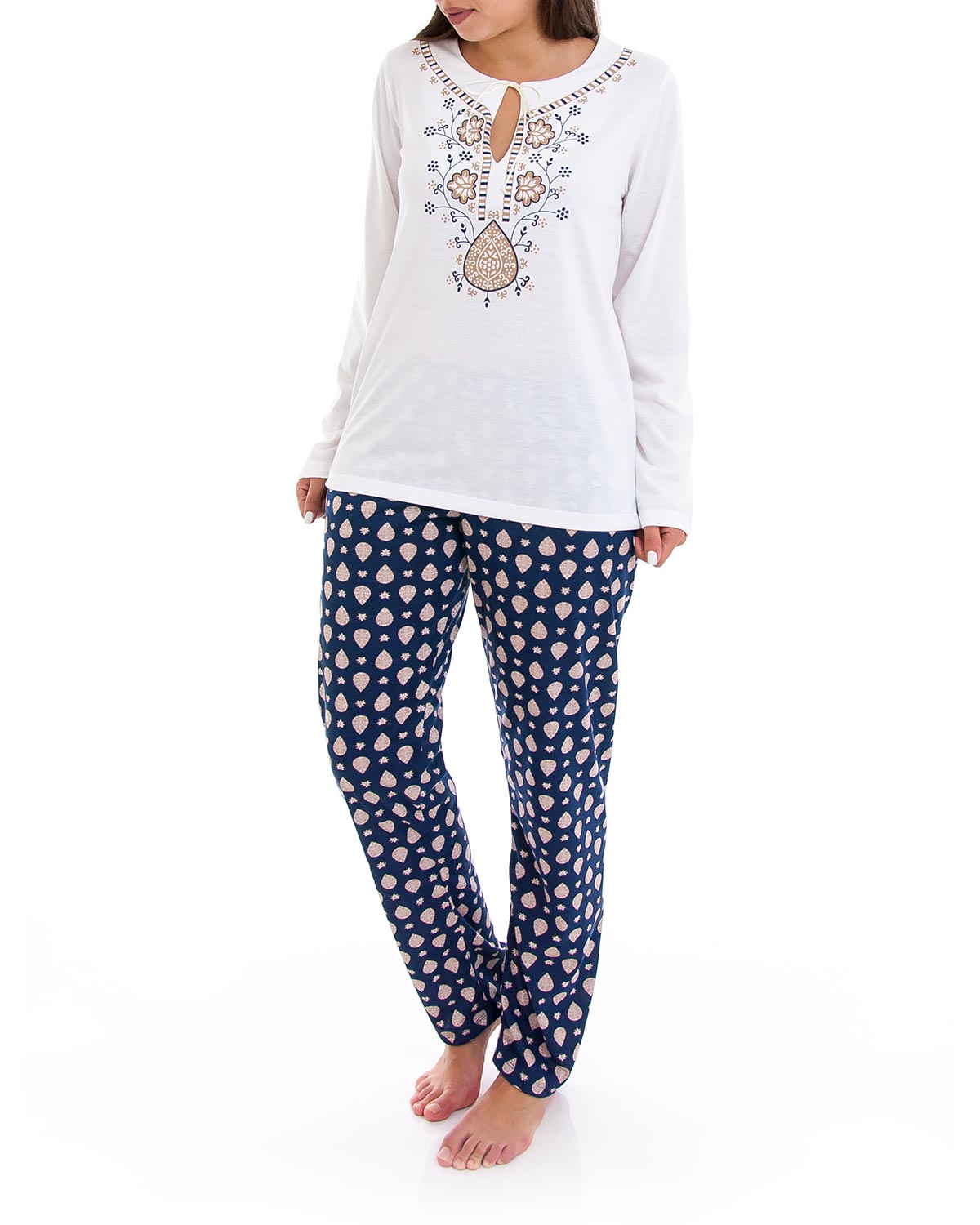 Pijama Feminino Lua Cheia Longo Bata Peruana - Pijama Online