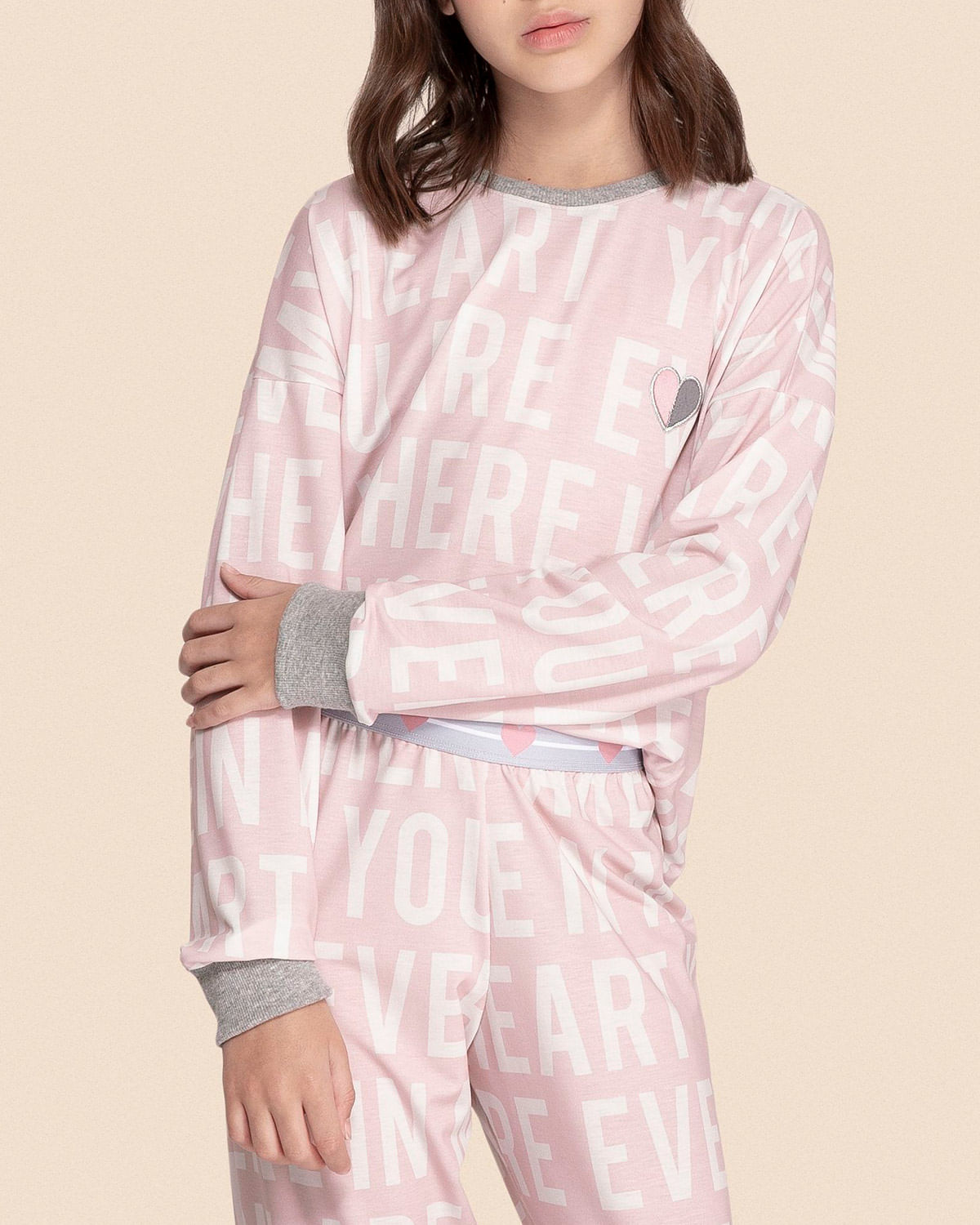Pijama Infantil Feminino Lua Luá Cotton Punho Letras | Pijama Online ...